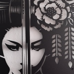 Geisha Metal Wall Art, Geisha Wall Decor, Japanese Wall Art, Geisha ...