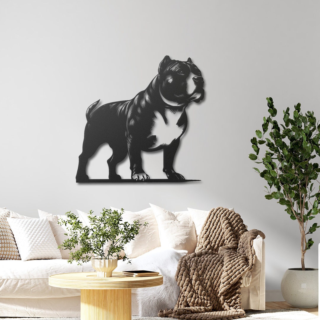 Pitbull Metal Wall Art - American Pitbull Terrier Wall Decor - Unique ...