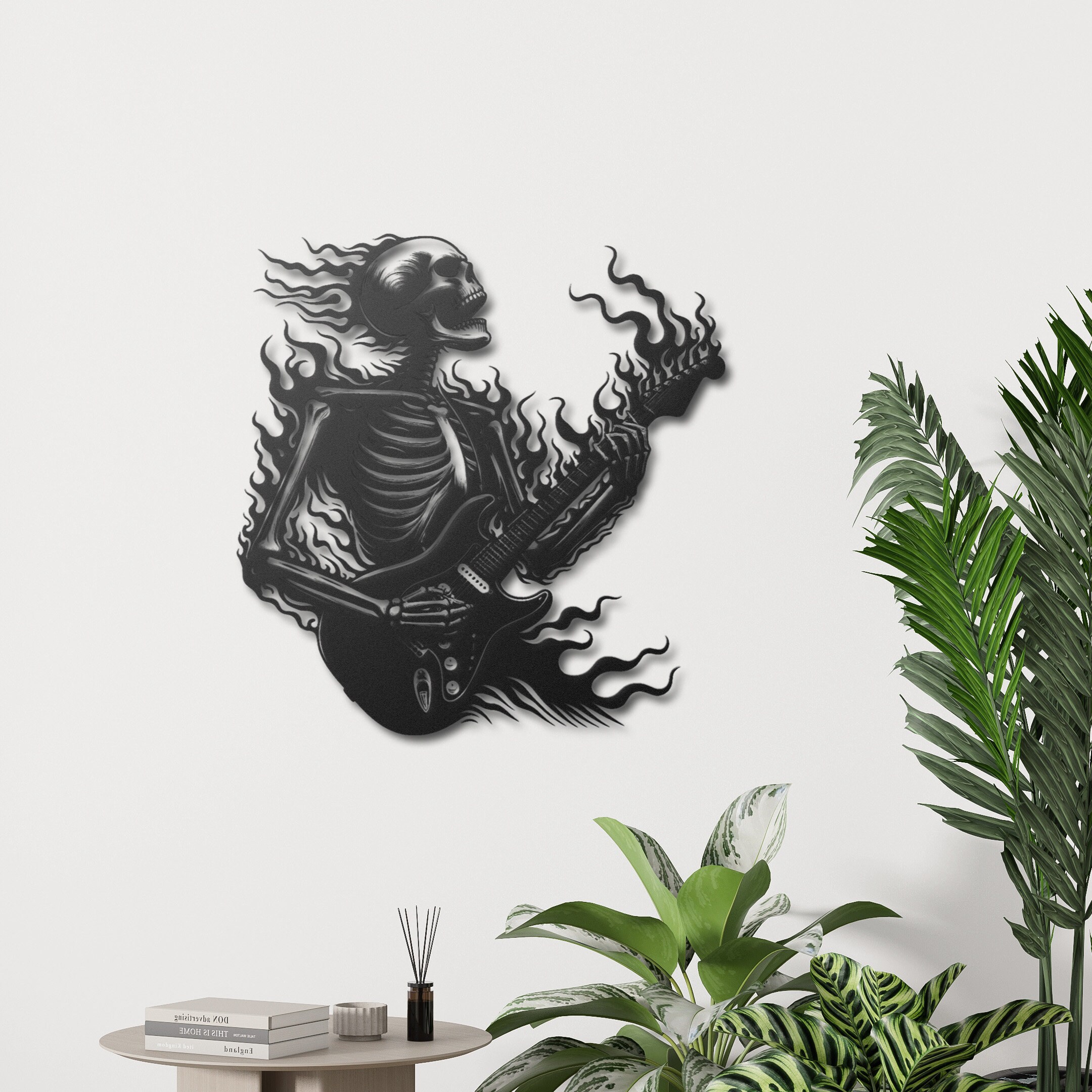 Guitarist Skeleton Metal Wall Decor, Skeleton Metal Wall Art, Gothic ...