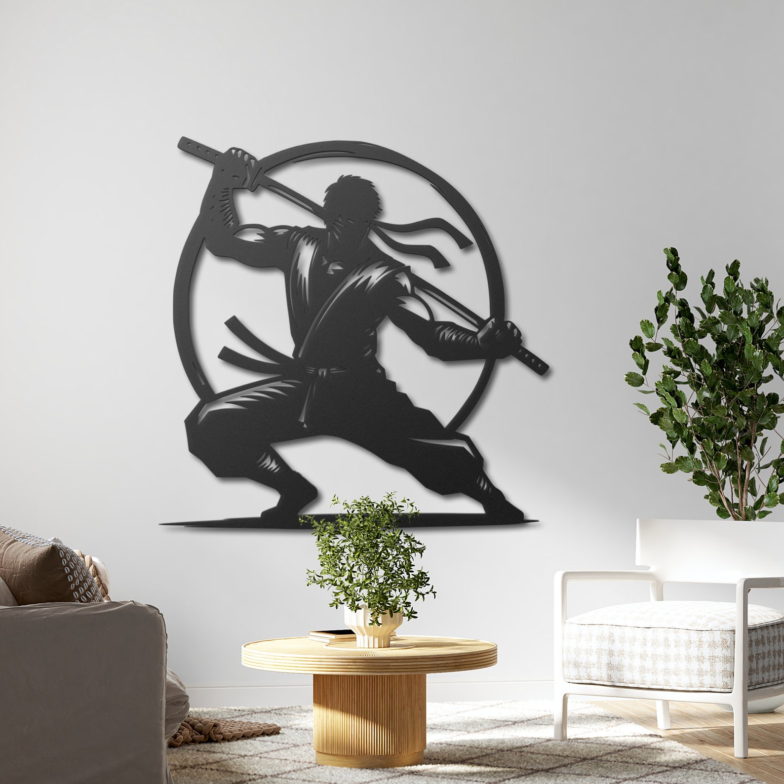 Japanese Samurai Metal Wall Art, Ninja Warrior Metal Wall Decor, Game ...