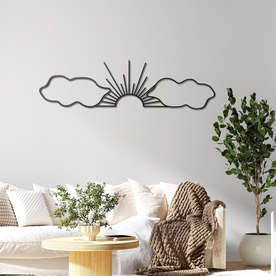 Sun With Clouds Metal Wall Art, Sun Metal Wall Decor, Sun Art, Sun ...
