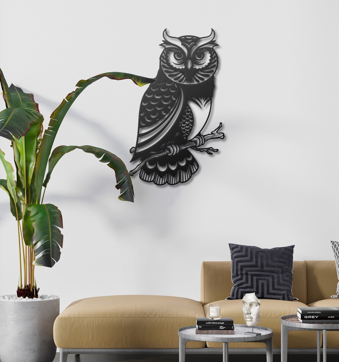 Owl Metal Wall Artwhite Owl Metal Wall Decorowl Artowl - Etsy
