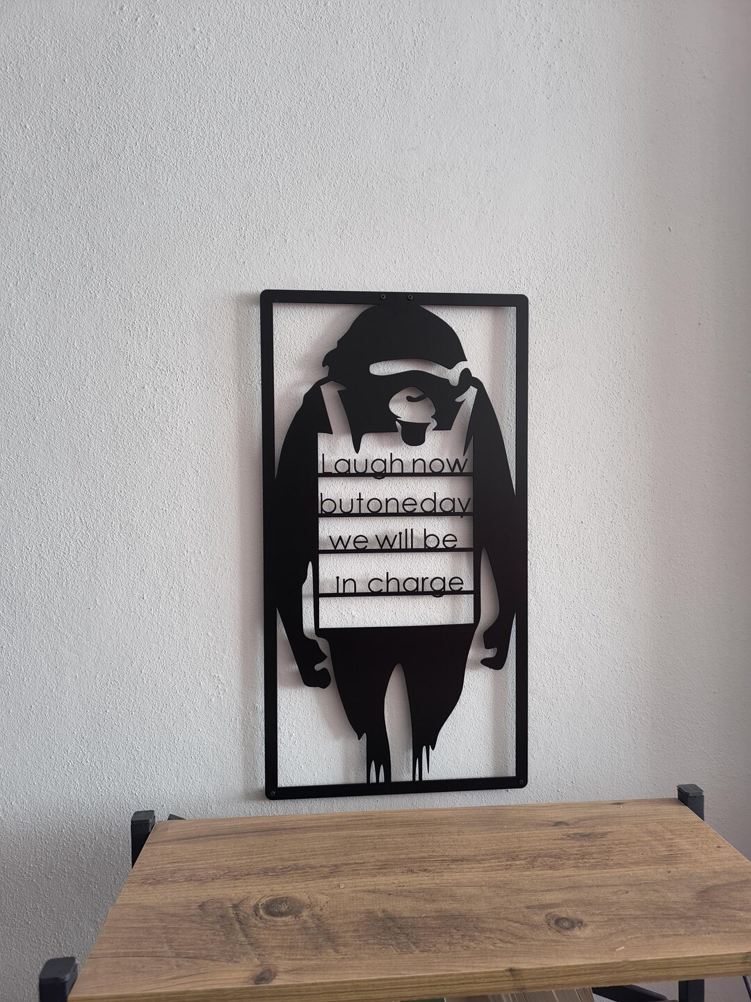 BANKSY Monkey Metal Wall Art, Laugh Now but One Day We'll Be in Charge ...