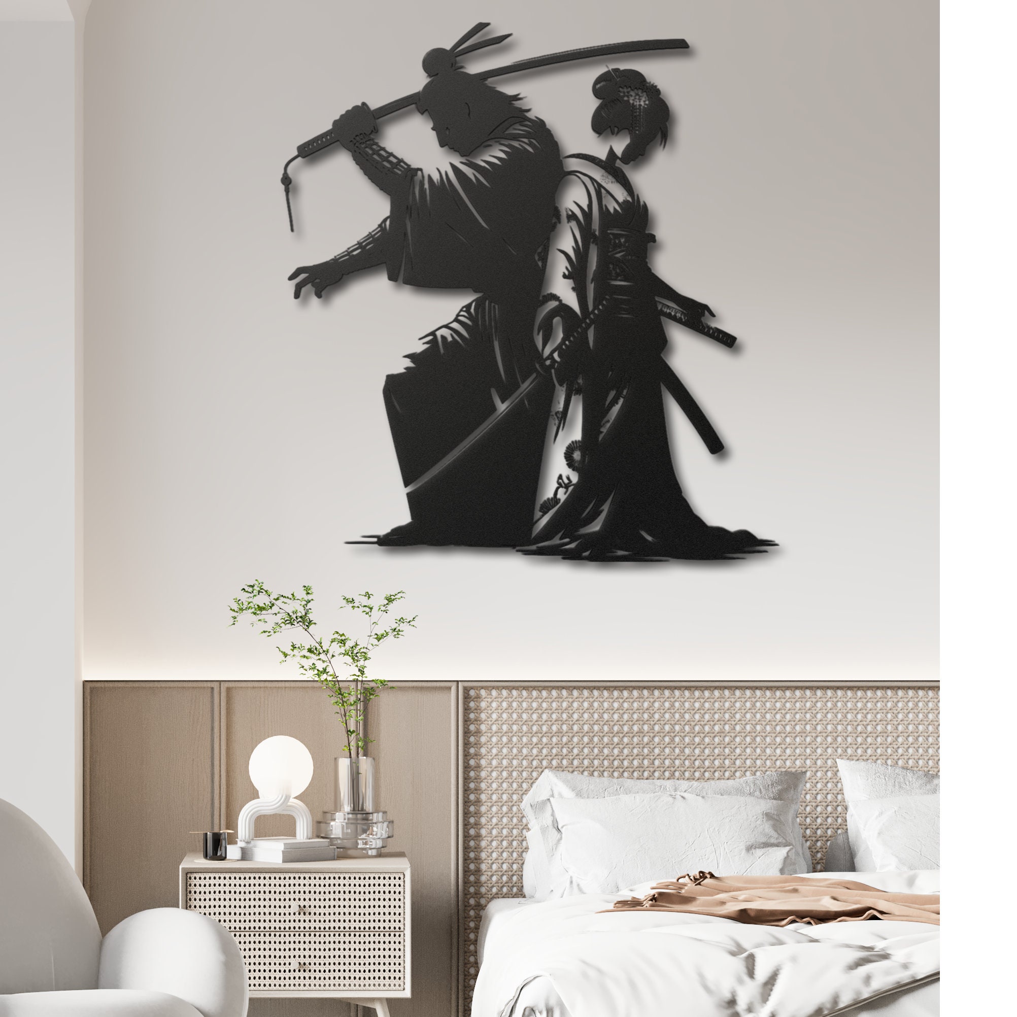 Samurai Geisha Metal Wall Art Geisha Samurai Metal Wall - Etsy
