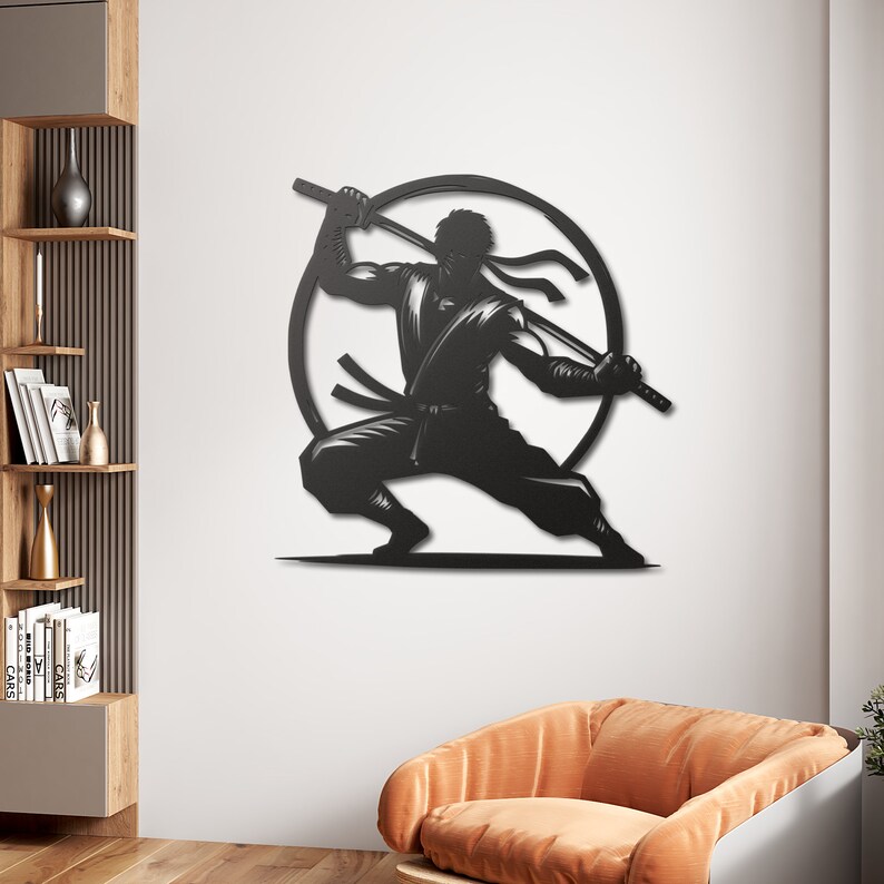 Japanese Samurai Metal Wall Art, Ninja Warrior Metal Wall Decor, Game ...