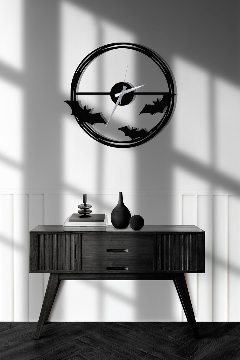 Black Bats Metal Wall Clock Gothic Wall Clock Cute Silent - Etsy