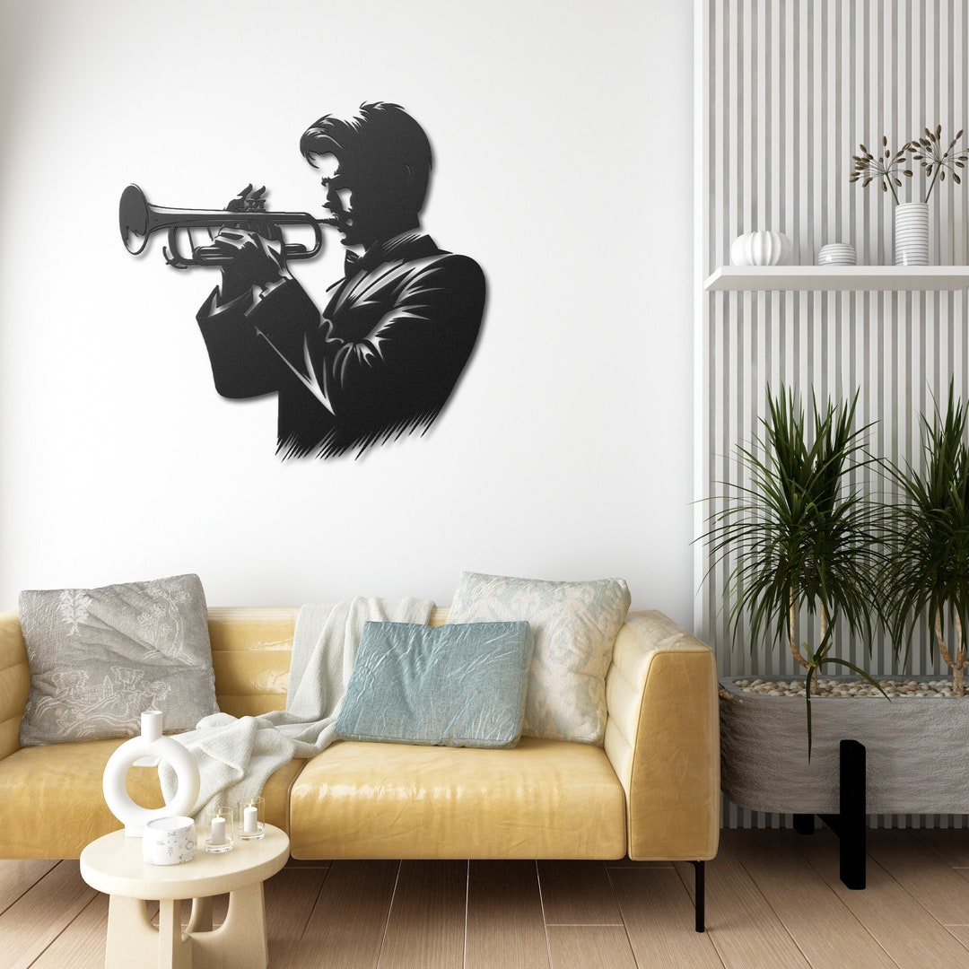 Trumpeter Metal Wall Art, Jazz Music Wall Art, Trumpet Musician Decor ...
