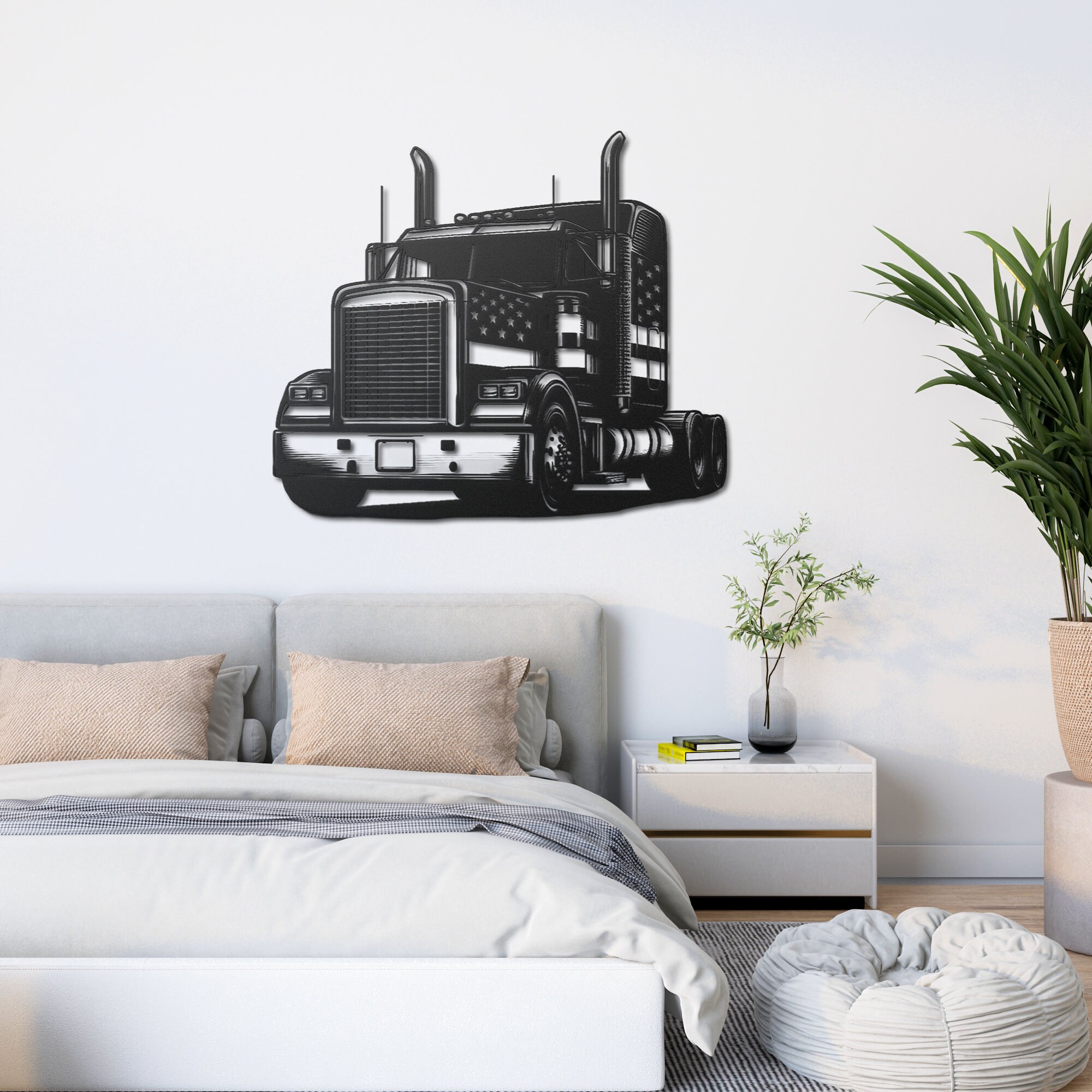 Semi Truck Metal Wall Decor, Freightliner Metal Sign, Truck Metal Wall ...