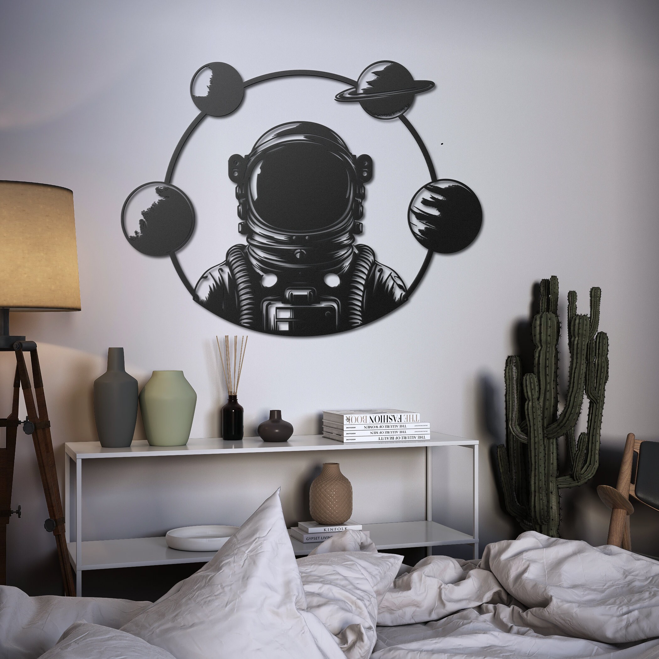 Astronaut Metal Wall Art Orbiting Planets Astronaut Wall - Etsy