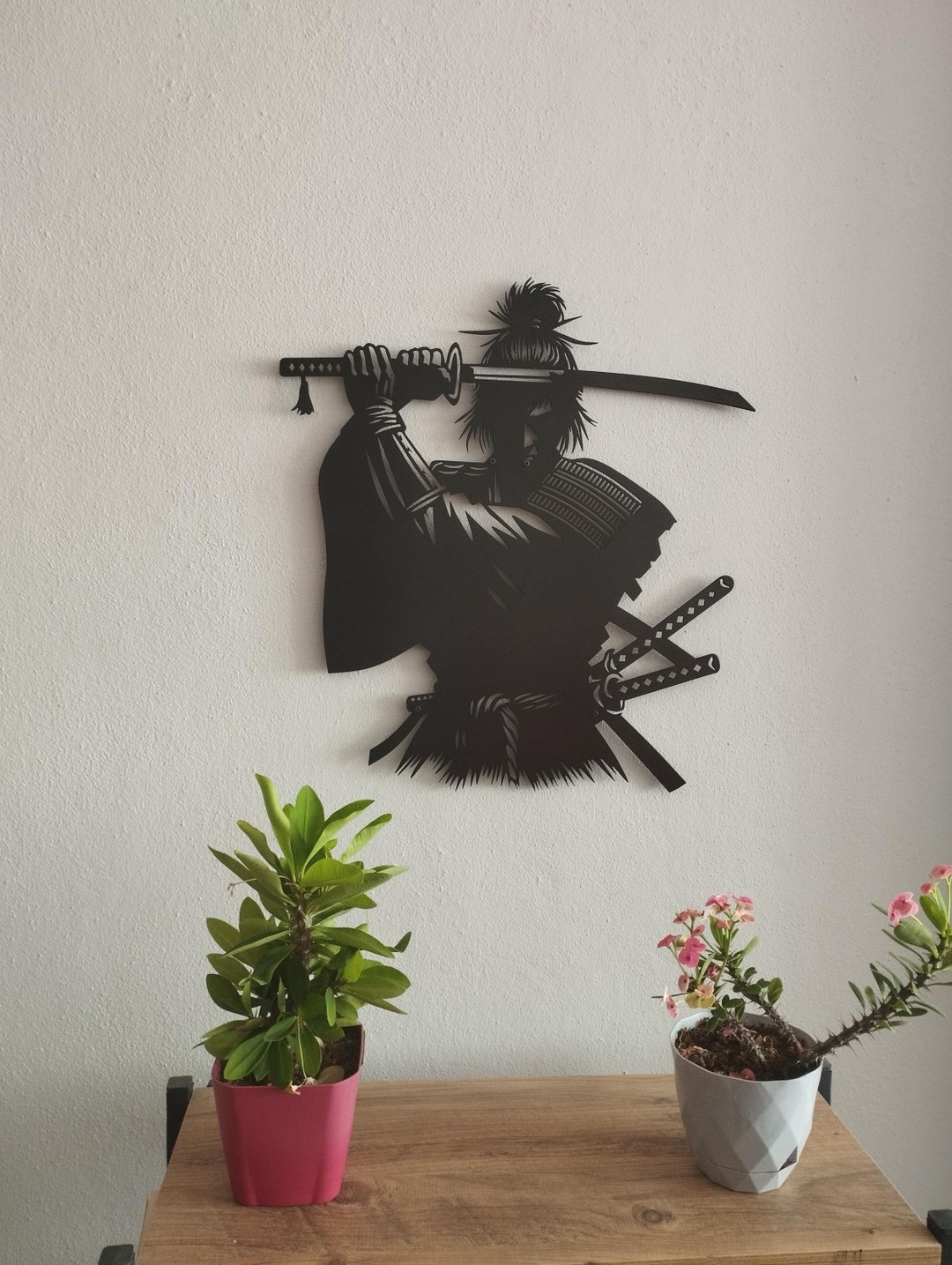 Samurai Metal Wall Decor, Samurai With Katana Wall Art, Japanese Decor ...