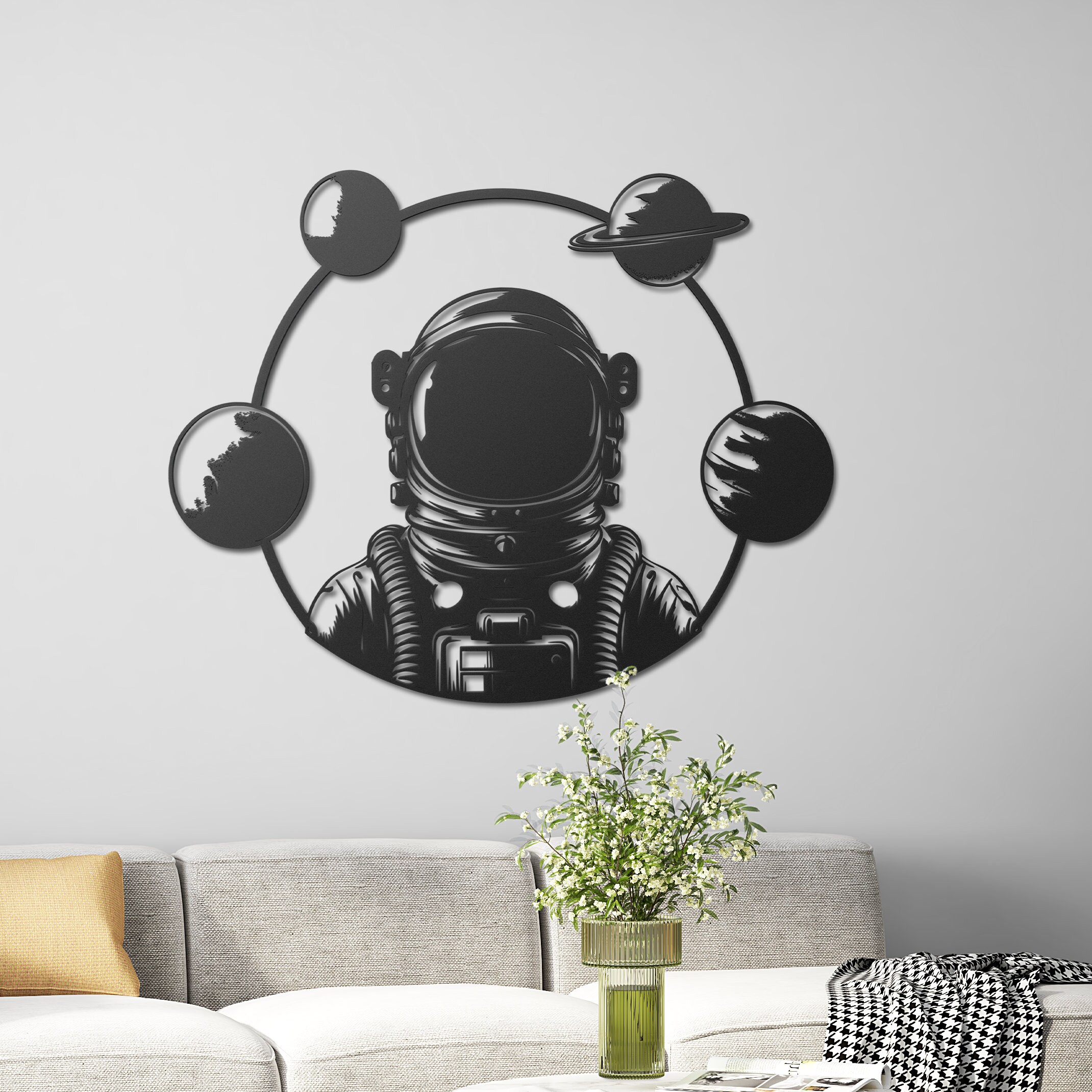 Astronaut Metal Wall Art Orbiting Planets Astronaut Wall - Etsy