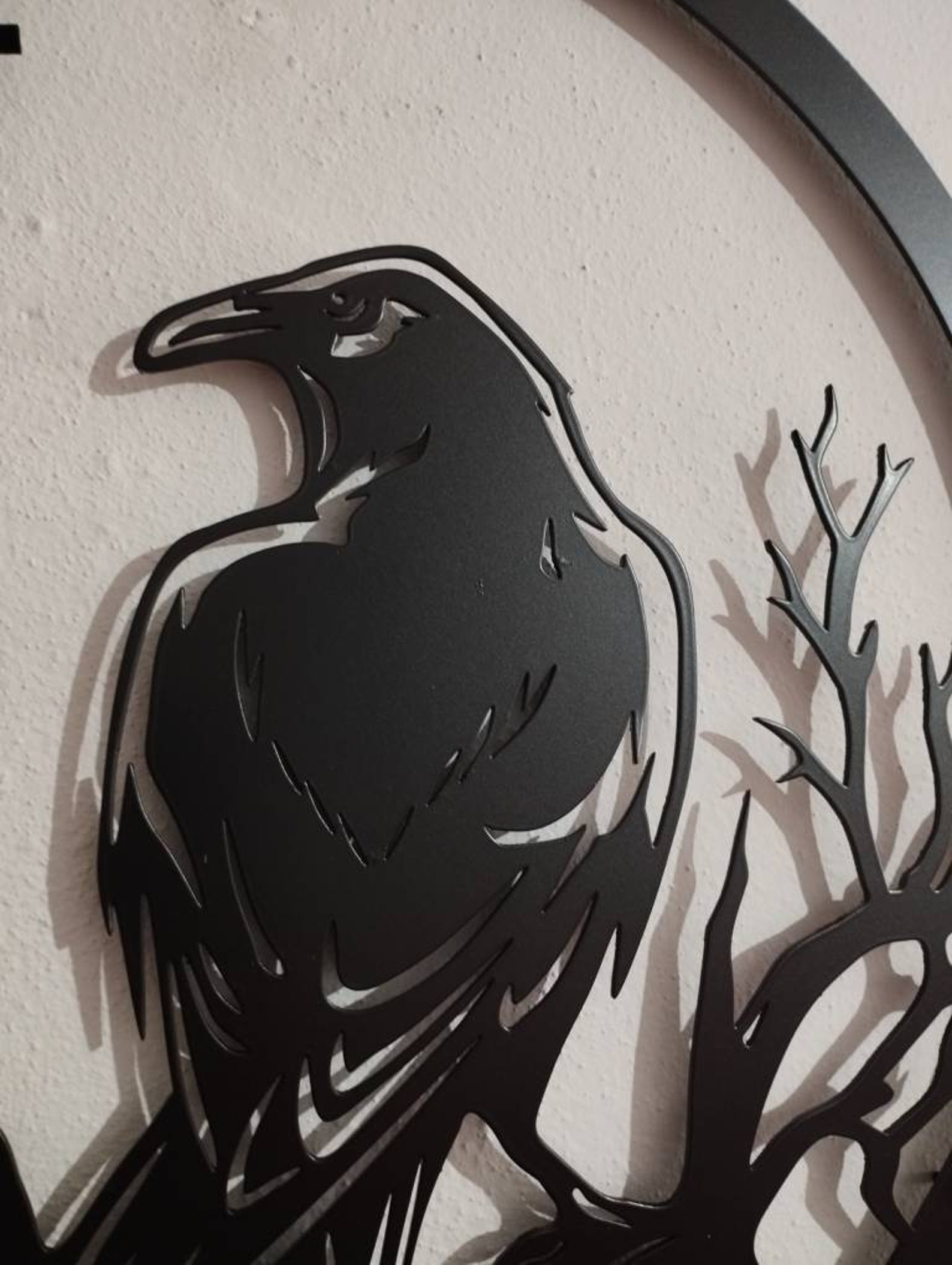 Raven Metal Wall Art, Crow on Branch Metal Wall Decor, Birds Wall Art, Halloween Crow Wall Decor ...