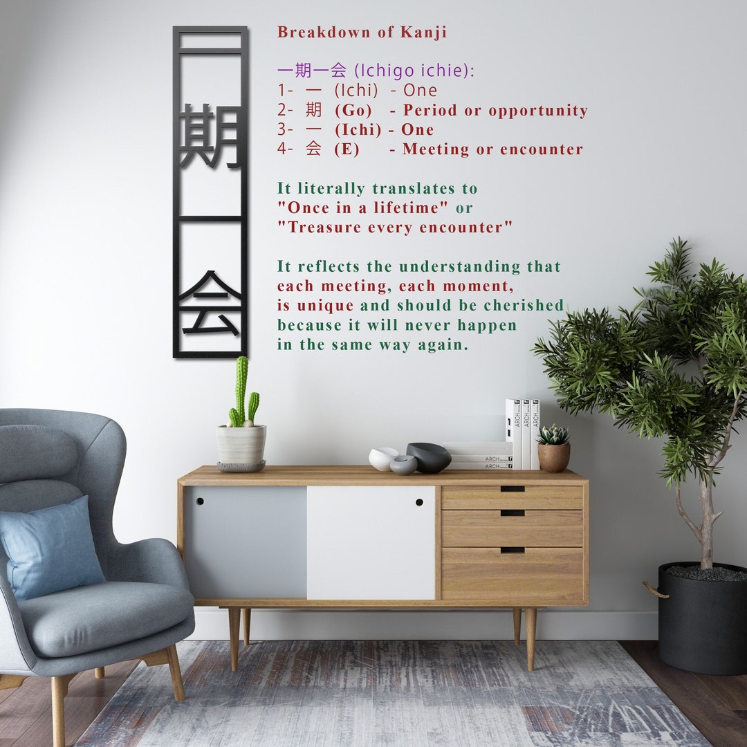 Ichigo Ichie Kanji Decor, Japanese Kanji Metal Wall Art ,once in a ...