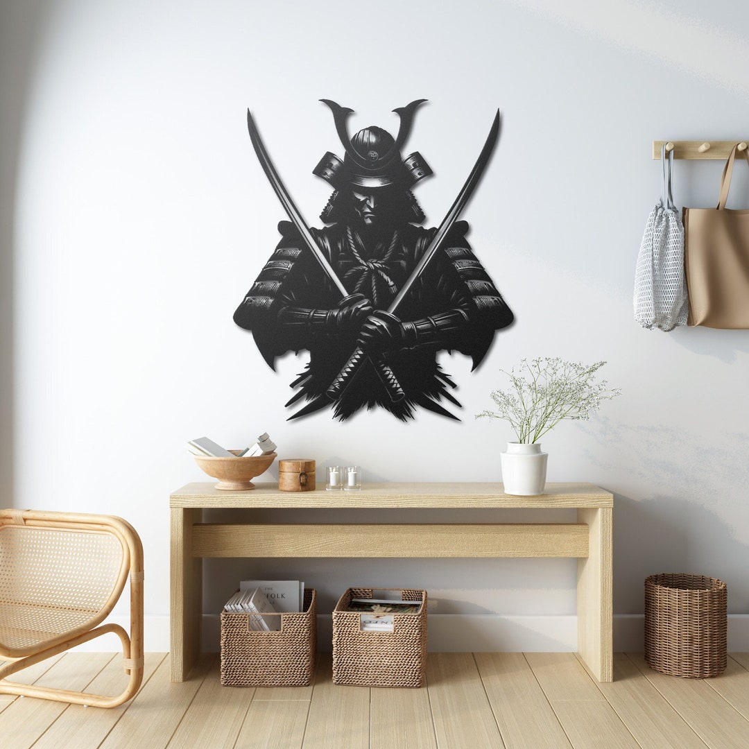Samurai Bushido Metal Wall Decor, Japanese Bushido Decor, Samurai With ...