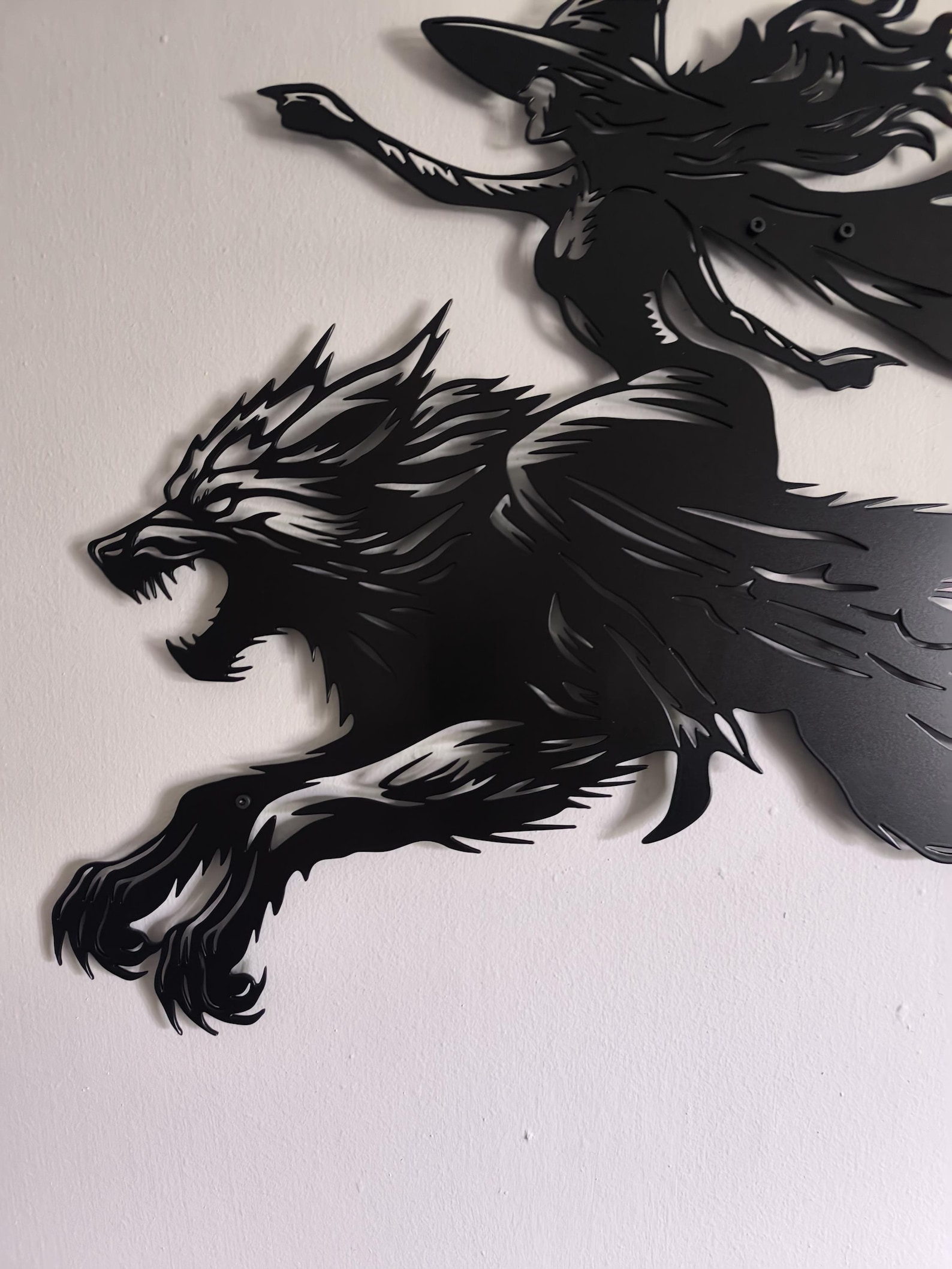 Enchanting Witch Riding a Werewolf Metal Wall Art, Unique Gothic Home ...