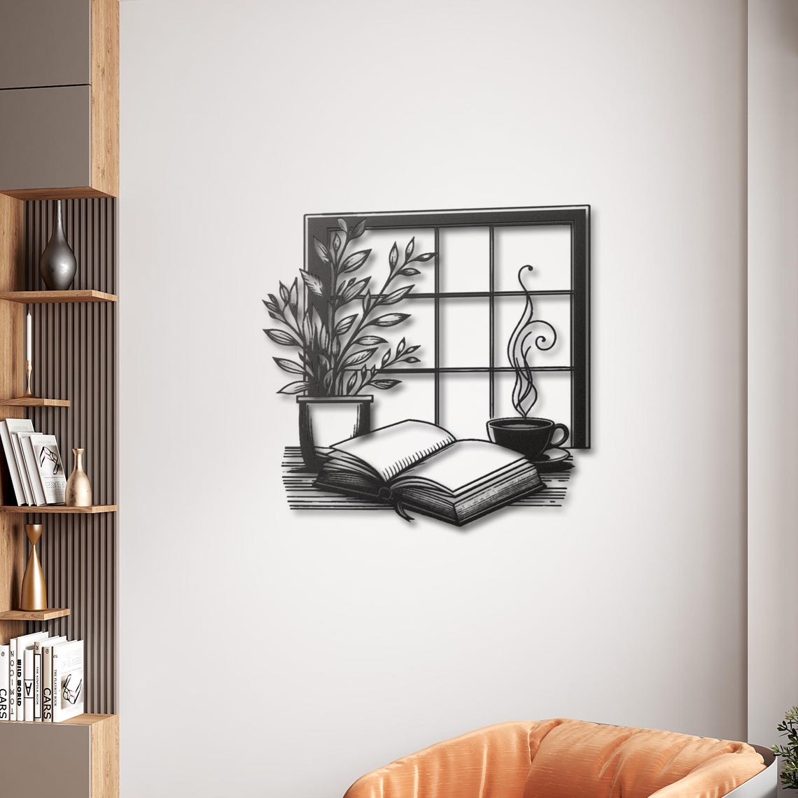 Coffee & Books Metal Wall Art – Cozy Reading Nook Decor – Book Lover ...