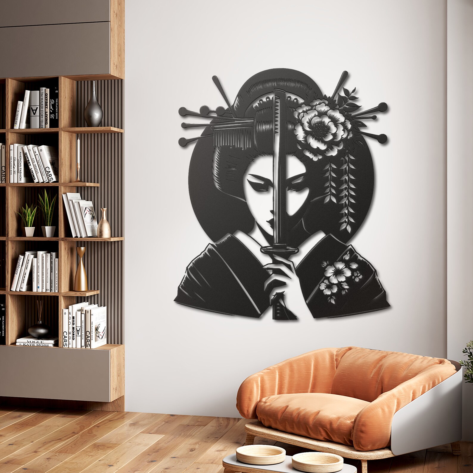 Geisha Metal Wall Art, Geisha Wall Decor, Japanese Wall Art, Geisha ...