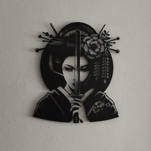 Geisha Metal Wall Art, Geisha Wall Decor, Japanese Wall Art, Geisha ...