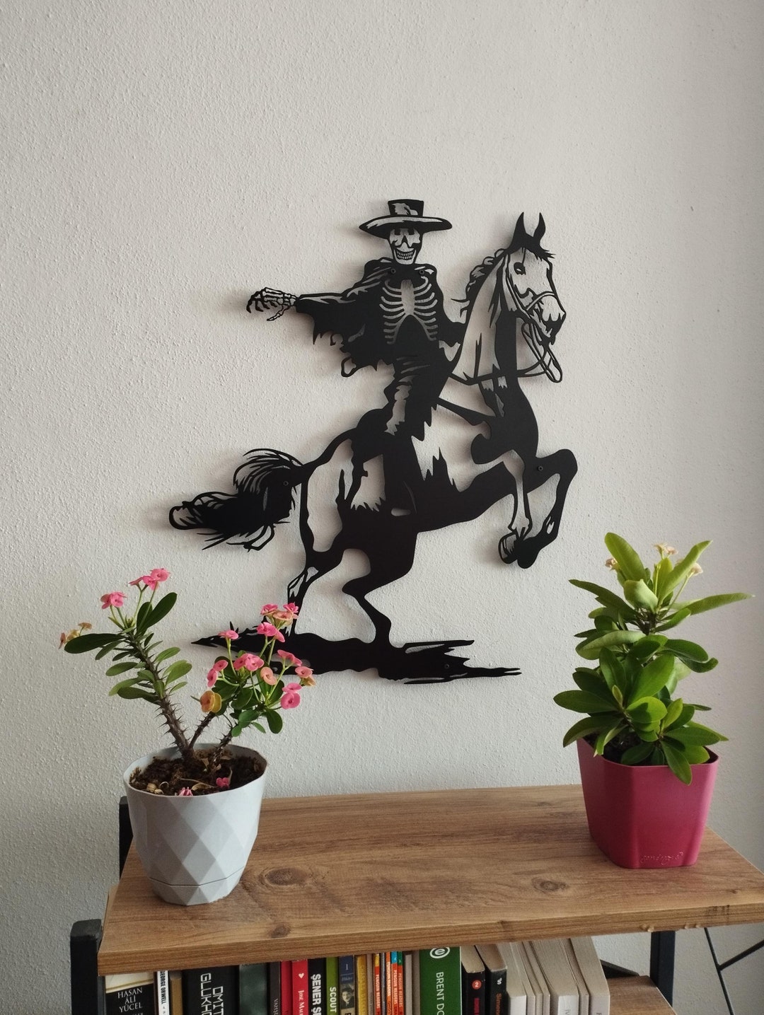 Skeleton Cowboy Metal Wall Art, Gothic Western Wall Art, Gothic Gifts ...