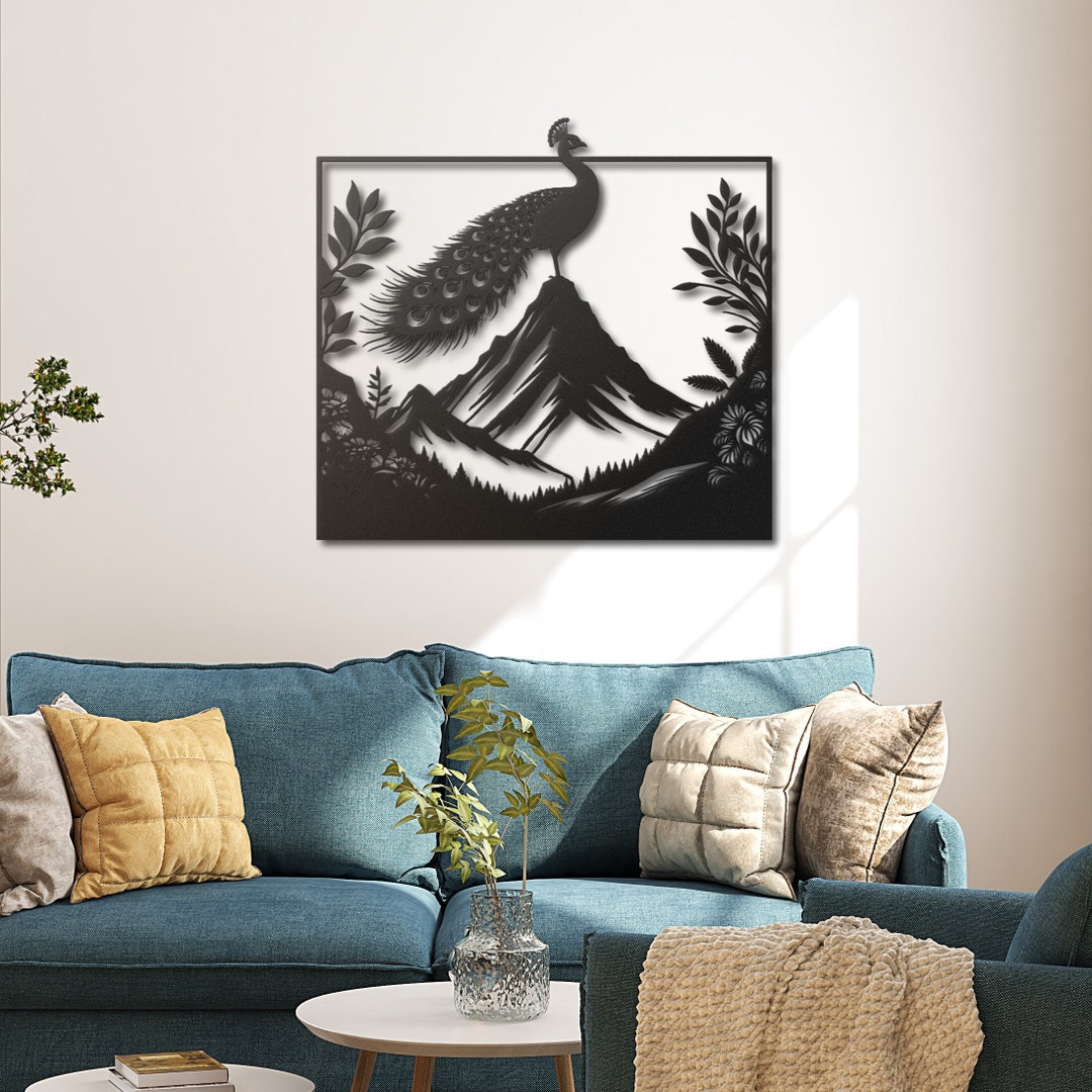 Peacock Metal Wall Art, Symbol of Good Luck Decor, Peafowl Metal Decor ...
