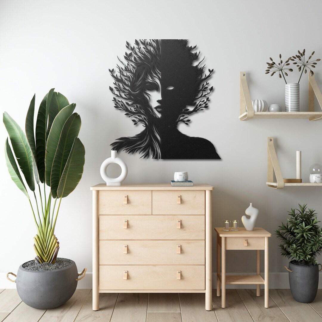 Tree Woman Metal Decor, Half Tree Half Woman Metal Wall Art, Unique ...