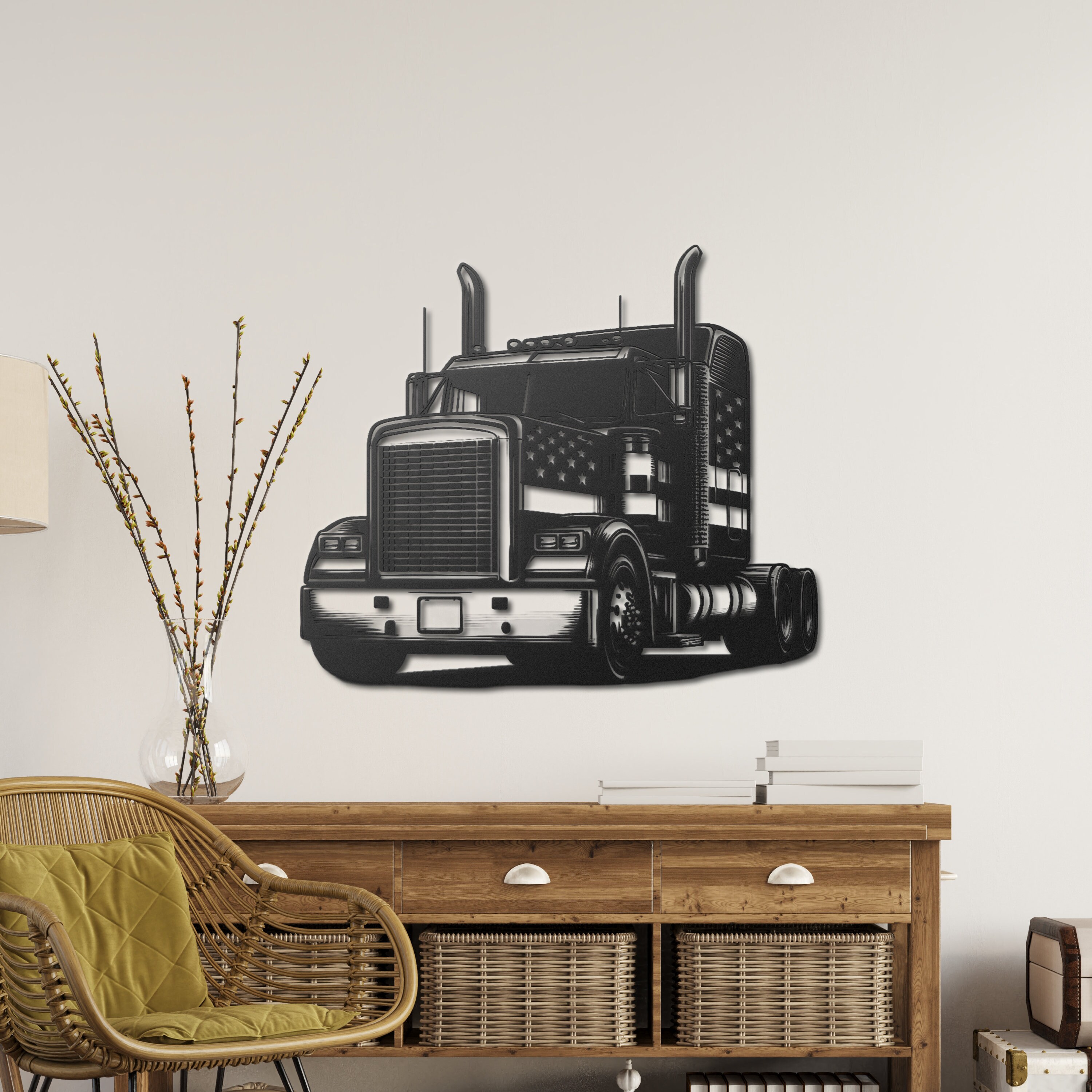 Semi Truck Metal Wall Decor, Freightliner Metal Sign, Truck Metal Wall ...