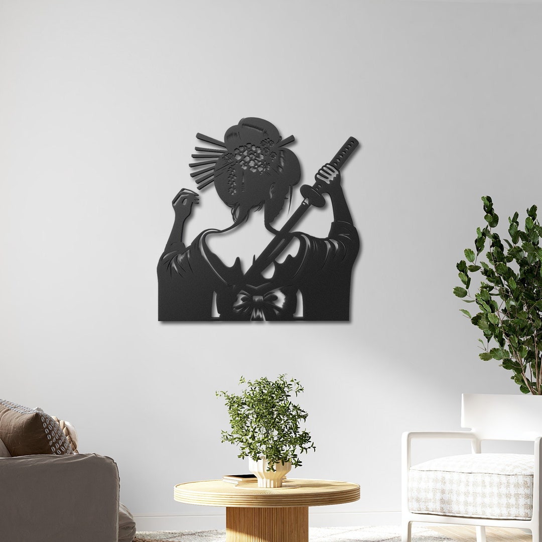Geisha Metal Wall Art, Geisha Metal Wall Decor, Japanese Wall Art ...
