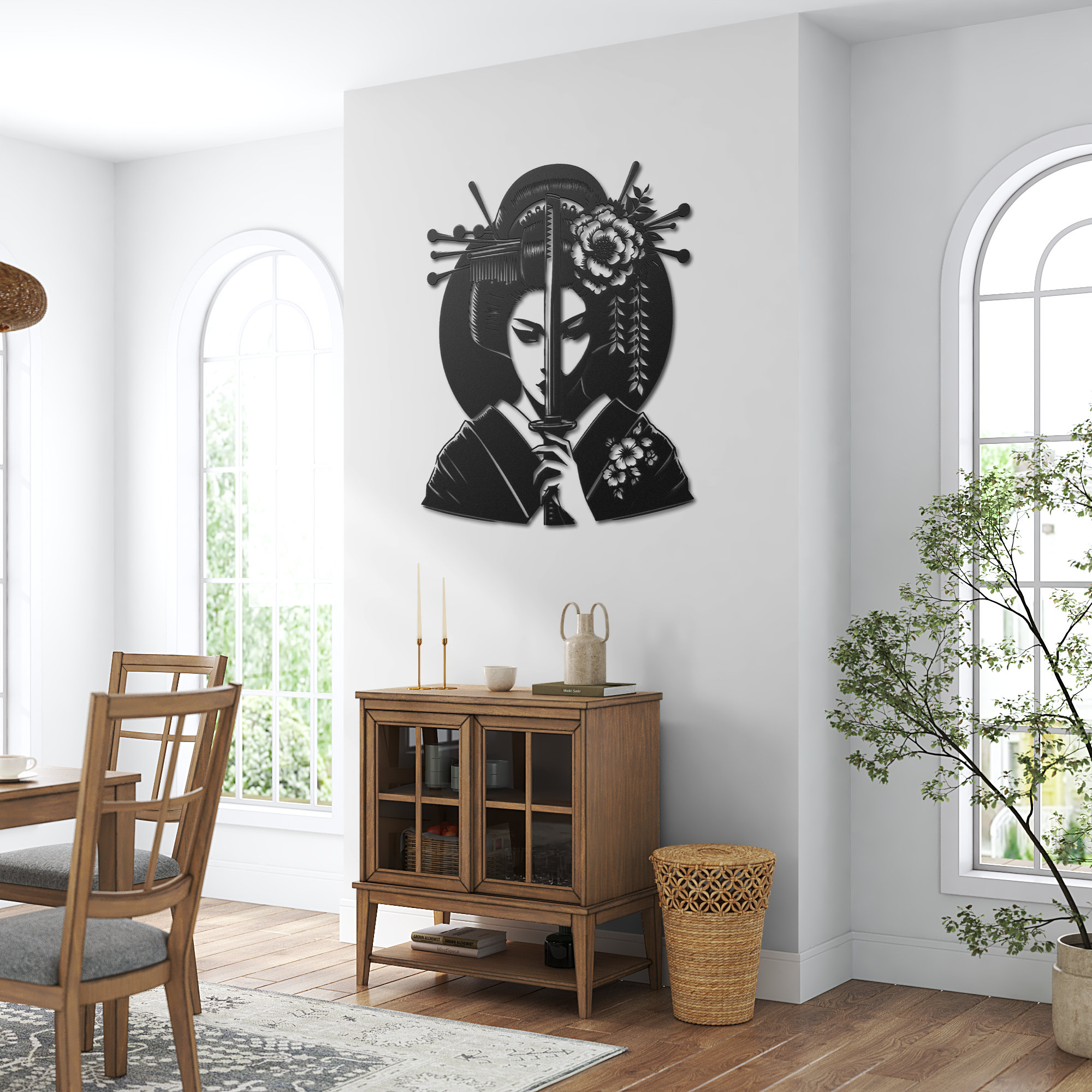 Geisha Metal Wall Art, Geisha Wall Decor, Japanese Wall Art, Geisha ...