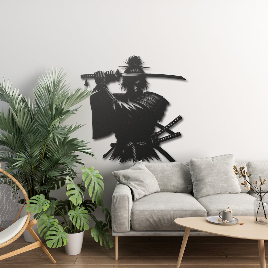 Samurai Metal Wall Decor, Samurai With Katana Wall Art, Japanese Decor ...