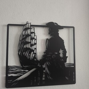 Pirate Captain Metal Wall Art, Unique Nautical Wall Decor, Pirate Ship ...