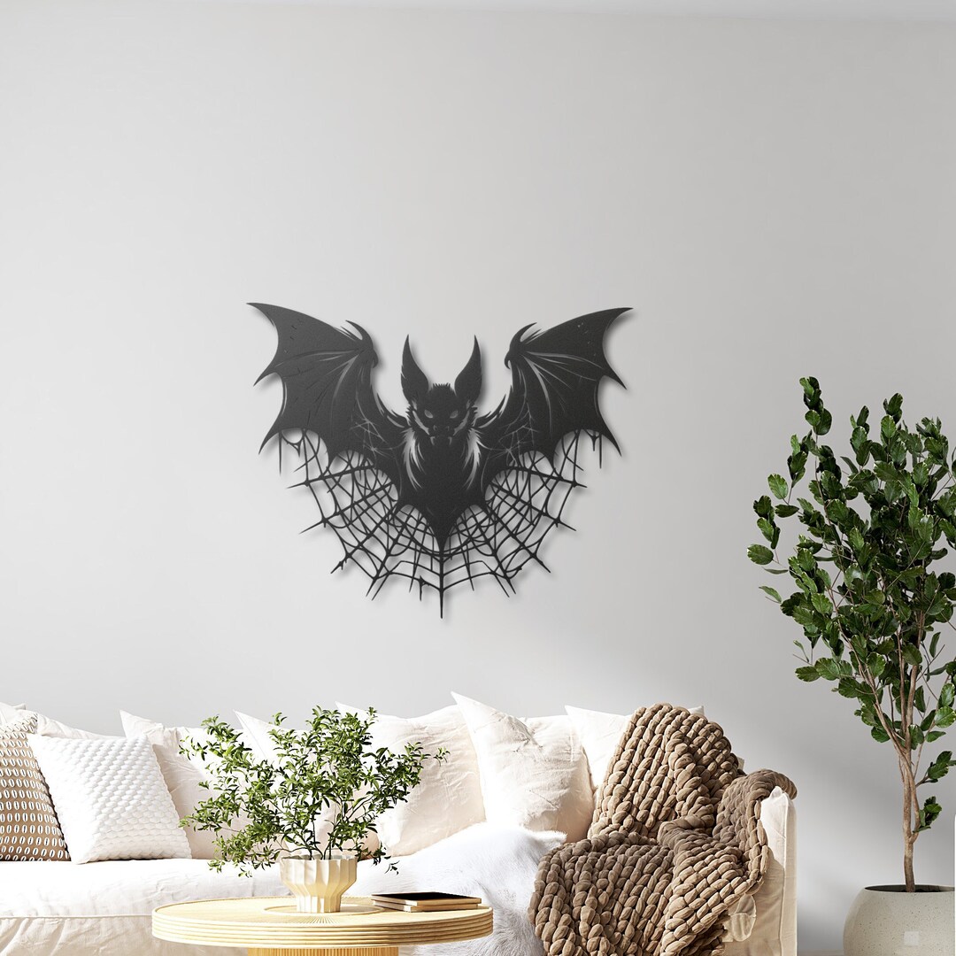 Bat Metal Wall Decor, Bat Metal Wall Art, Big Bat Metal Sign, Halloween ...