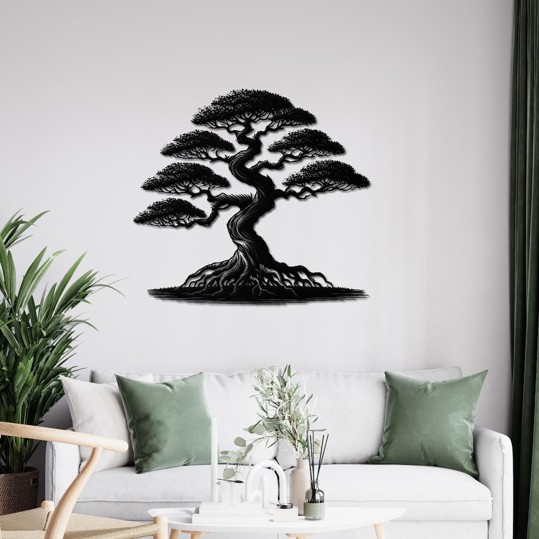 Elegant Bonsai Tree Metal Wall Art, Bonsai Metal Wall Art, Nature Lover ...