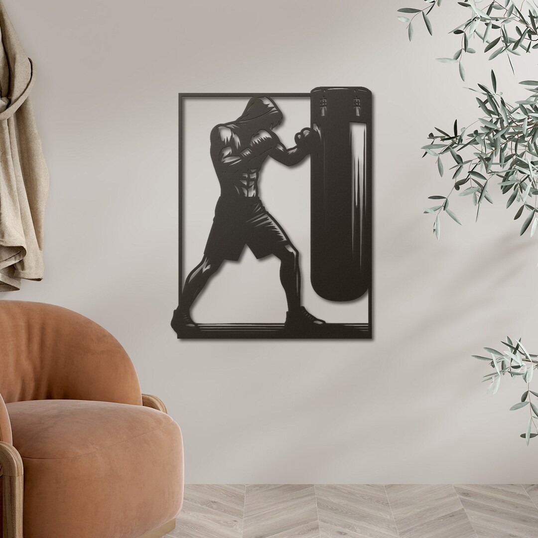 Kickbox Fighter Decor, Boxer Fighter Metal Wall Decor, Gym Wall Decor ...