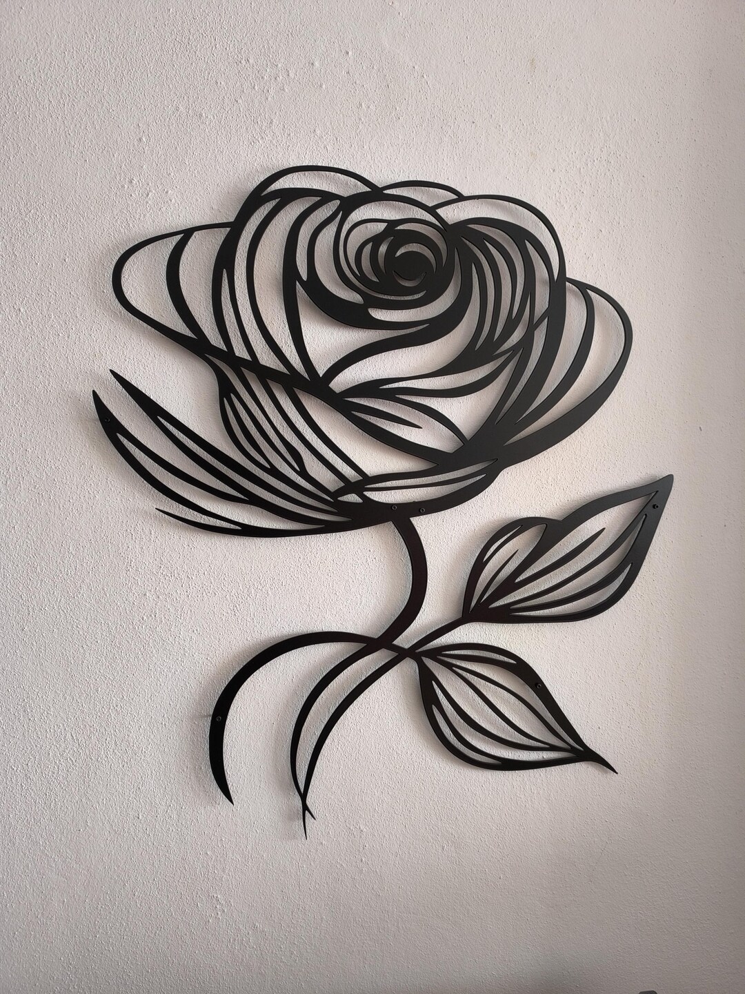 Minimalist Rose Metal Wall Art – Large Rose Wall Decor - Elegant Floral ...