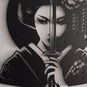 Geisha Metal Wall Art, Geisha Wall Decor, Japanese Wall Art, Geisha ...