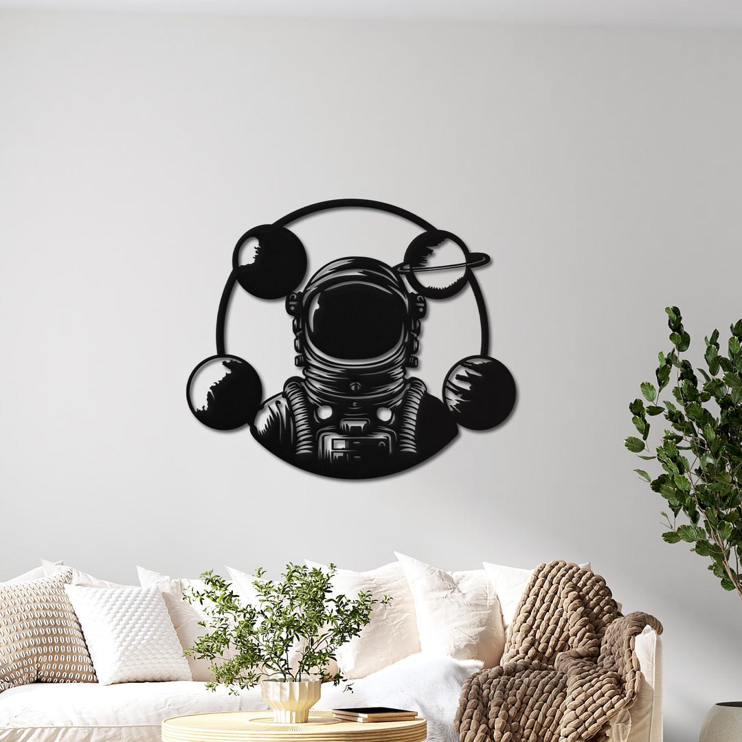 Astronaut Metal Wall Art, Orbiting Planets Astronaut Decor, Unique Gift ...