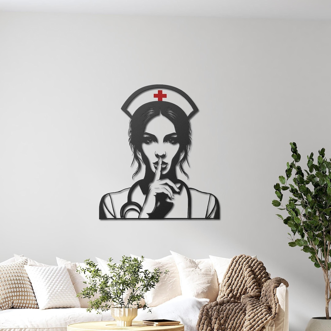 Nurse Shhh Metal Wall Art, Quiet Gesture Decor for Medical ...