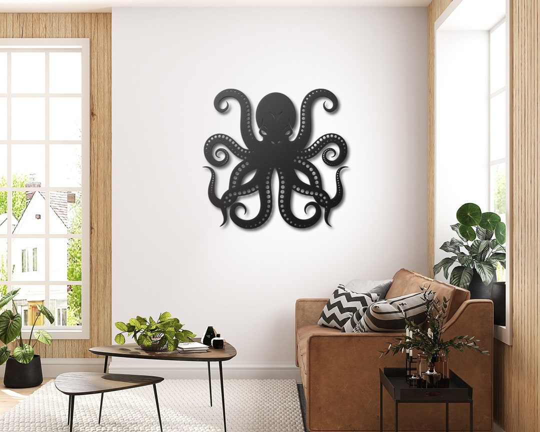 Octopus Metal Wall Sign, Octopus Wall Decor, Octopus Bedroom Decor ...