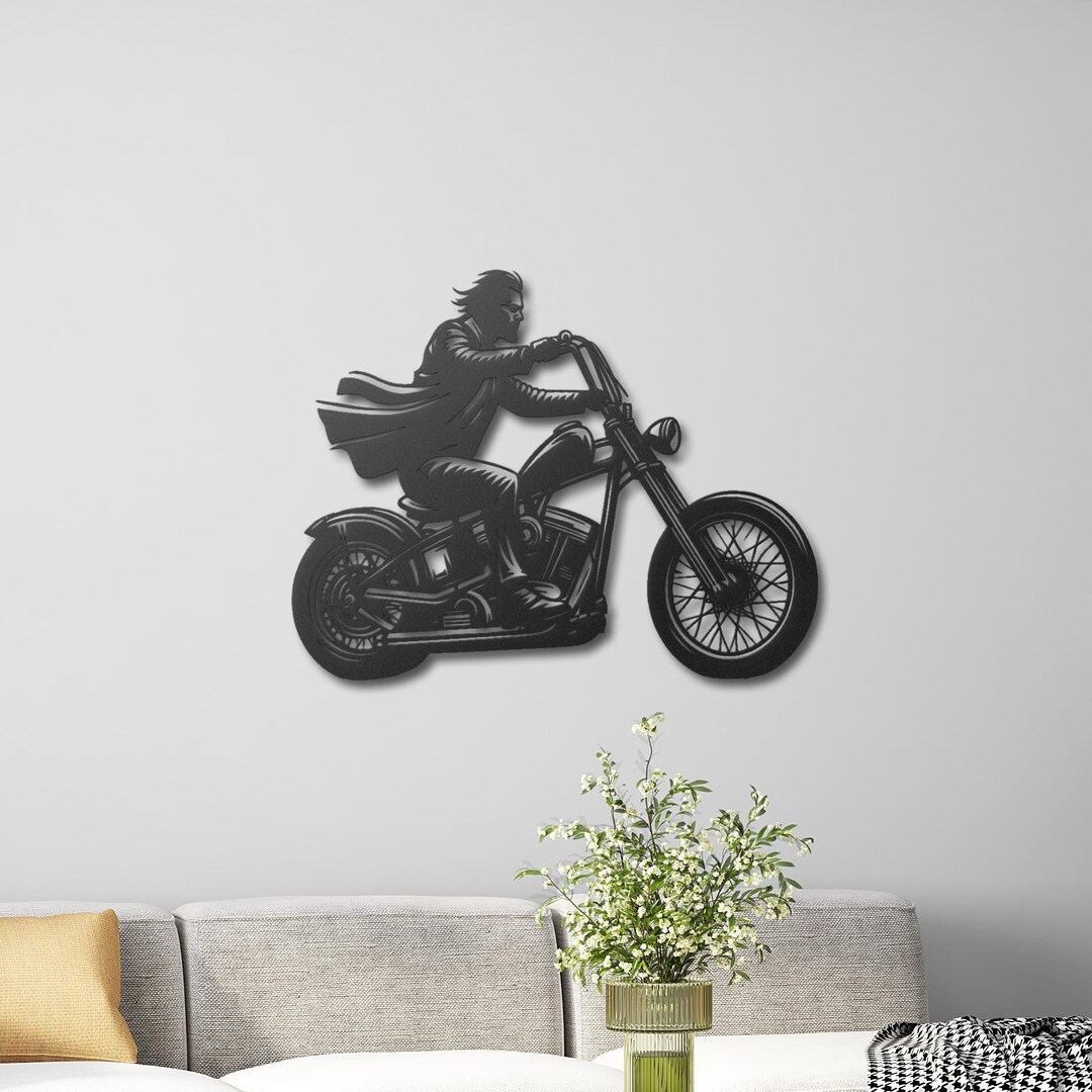 Man Riding a Chopper Motorcycle Metal Wall Art, Unique Biker Decor ...