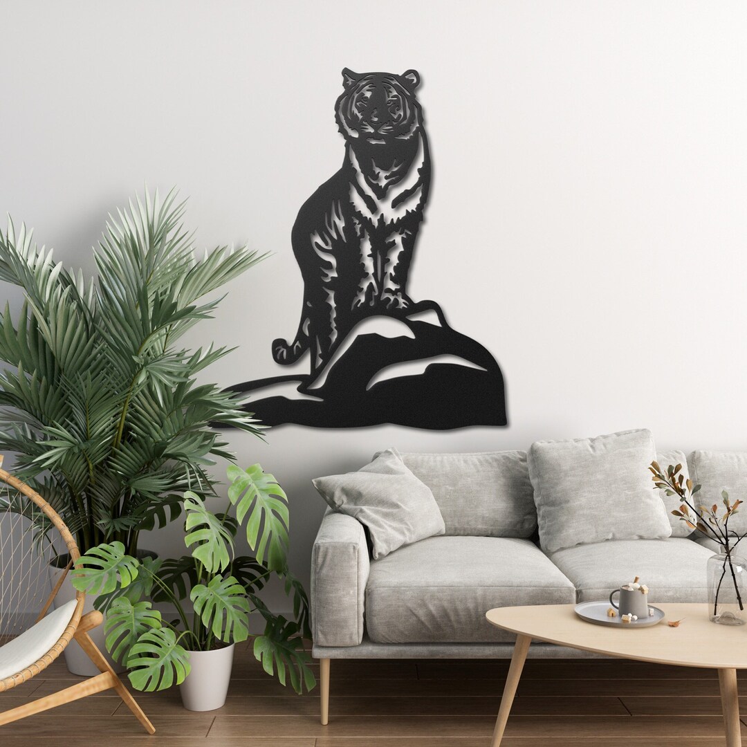 The Tiger Metal Wall Art, Tiger Metal Wall Decor, Tiger on the Rock ...