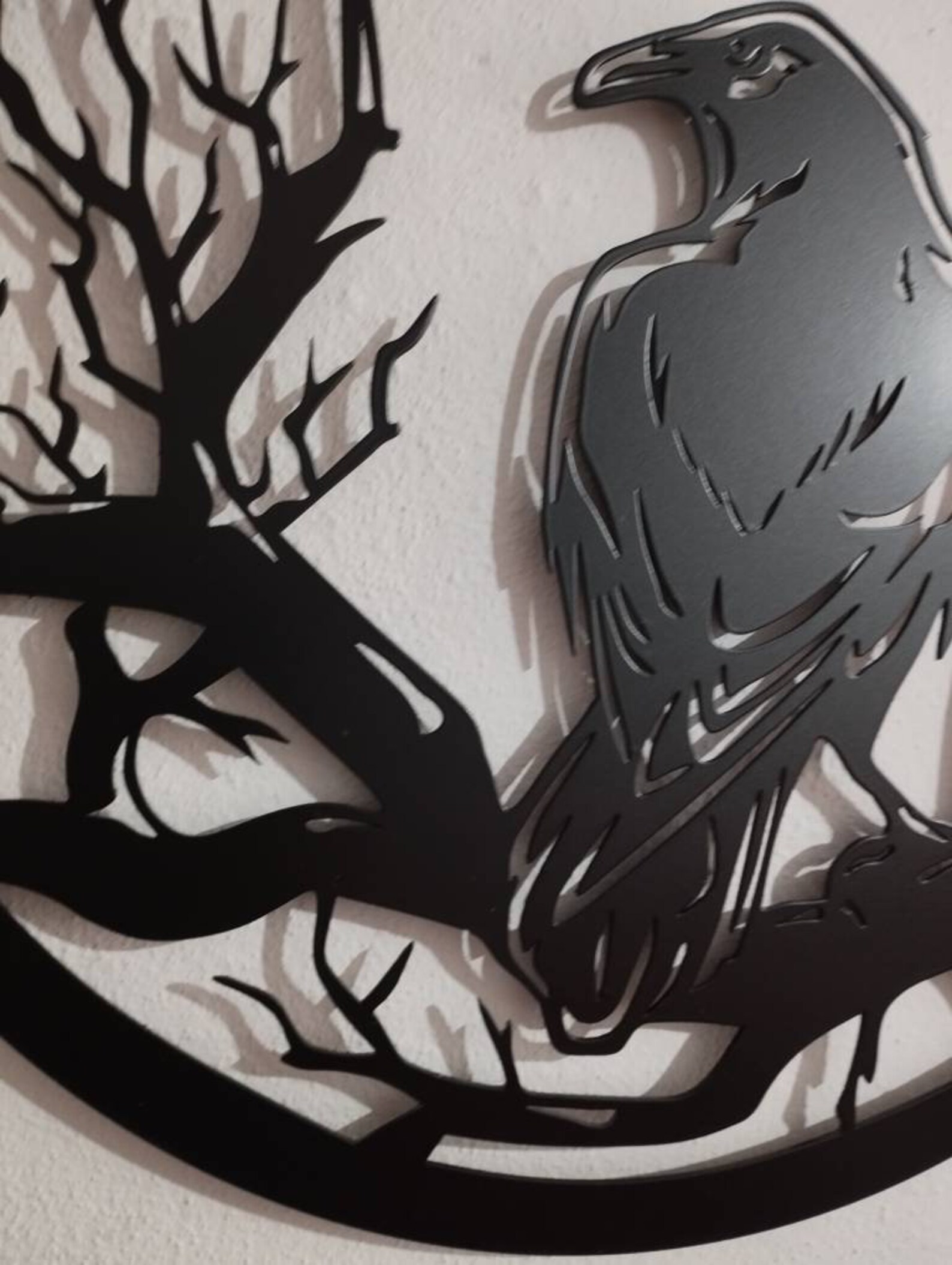 Raven Metal Wall Art, Crow on Branch Metal Wall Decor, Birds Wall Art, Halloween Crow Wall Decor ...