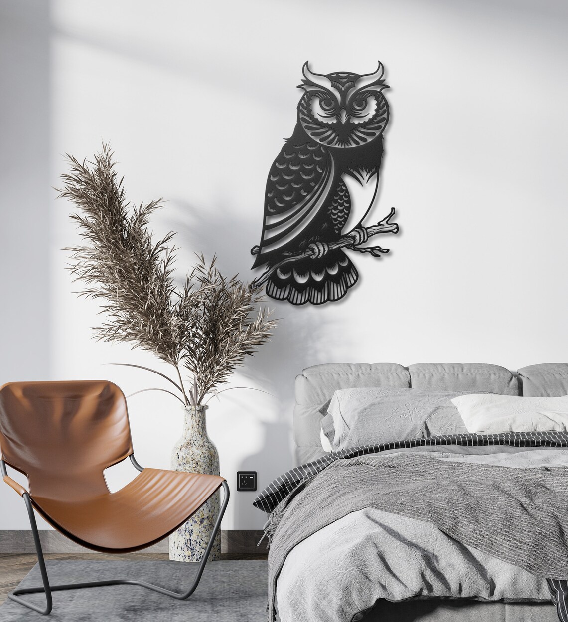 Owl Metal Wall Artwhite Owl Metal Wall Decorowl Artowl - Etsy