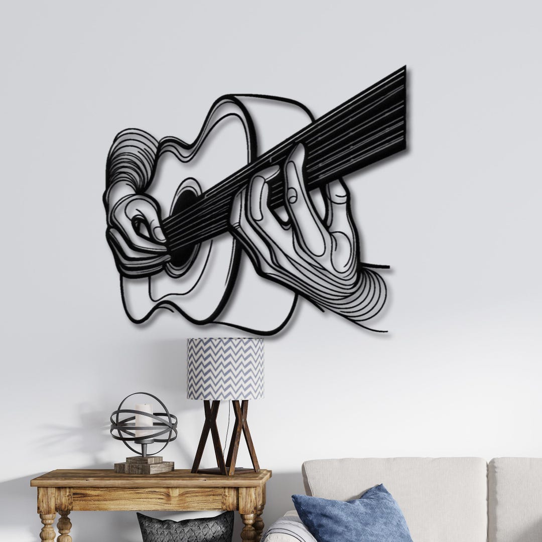 Guitarist Metal Wall Art - Music Room Decor - Gift for Guitar Players ...