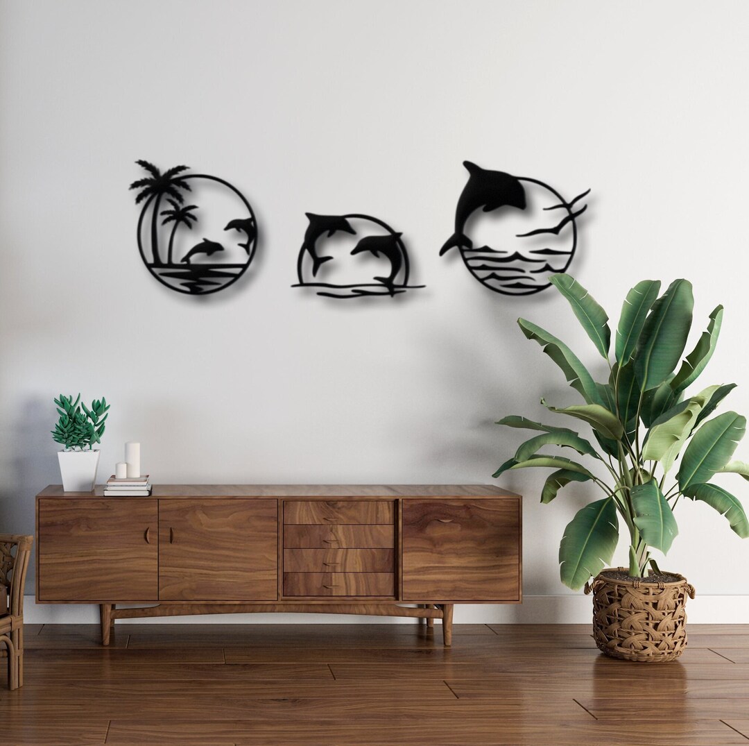 Set of 3 Dolphin Metal Wall Art,dolphin Wall Decor,sea Wall Art,ocean ...