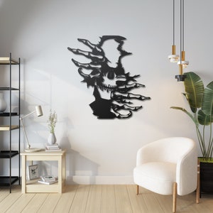 Skull Metal Wall Art, Skeleton Metal Wall Decor, Gothic Home Decor ...