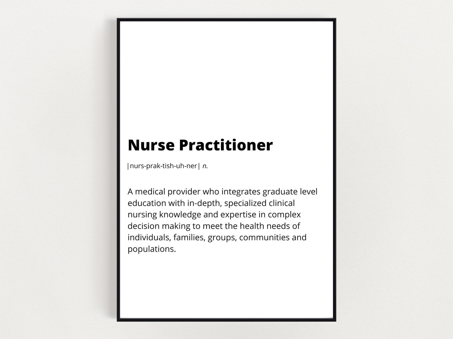 Nurse Practitioner Definition Printable | Wall Art | Minimal Print ...