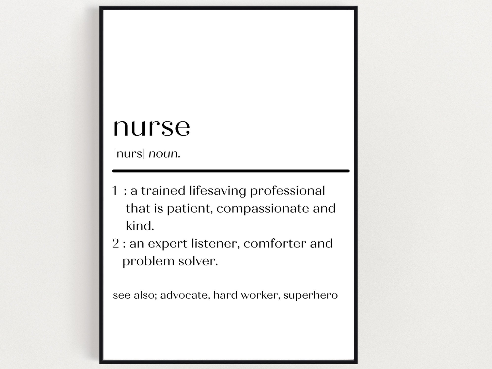 Nurse Definition Printable | Wall Art | Minimal Print | Nurse Print ...