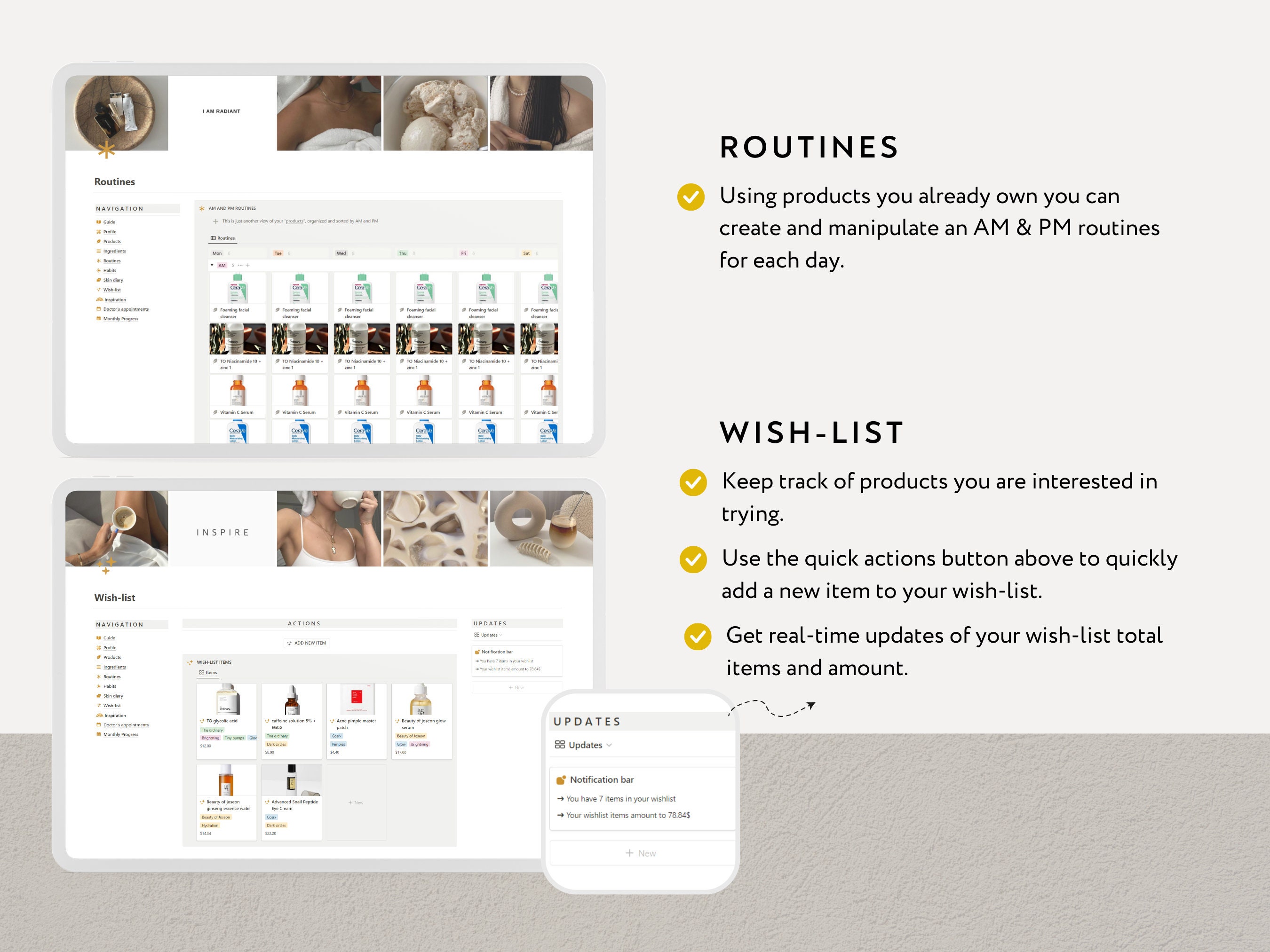 Notion Template Skincare Tracker, Aesthetic Selfcare Planner, Notion ...