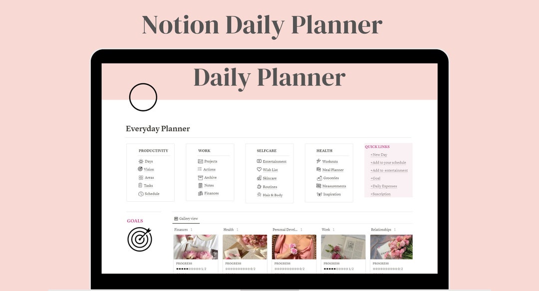 Daily Planner Notion Template for Productivity and Life Organization ...