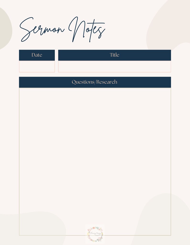 Printable and PDF Fillable Sermon Notes - Etsy
